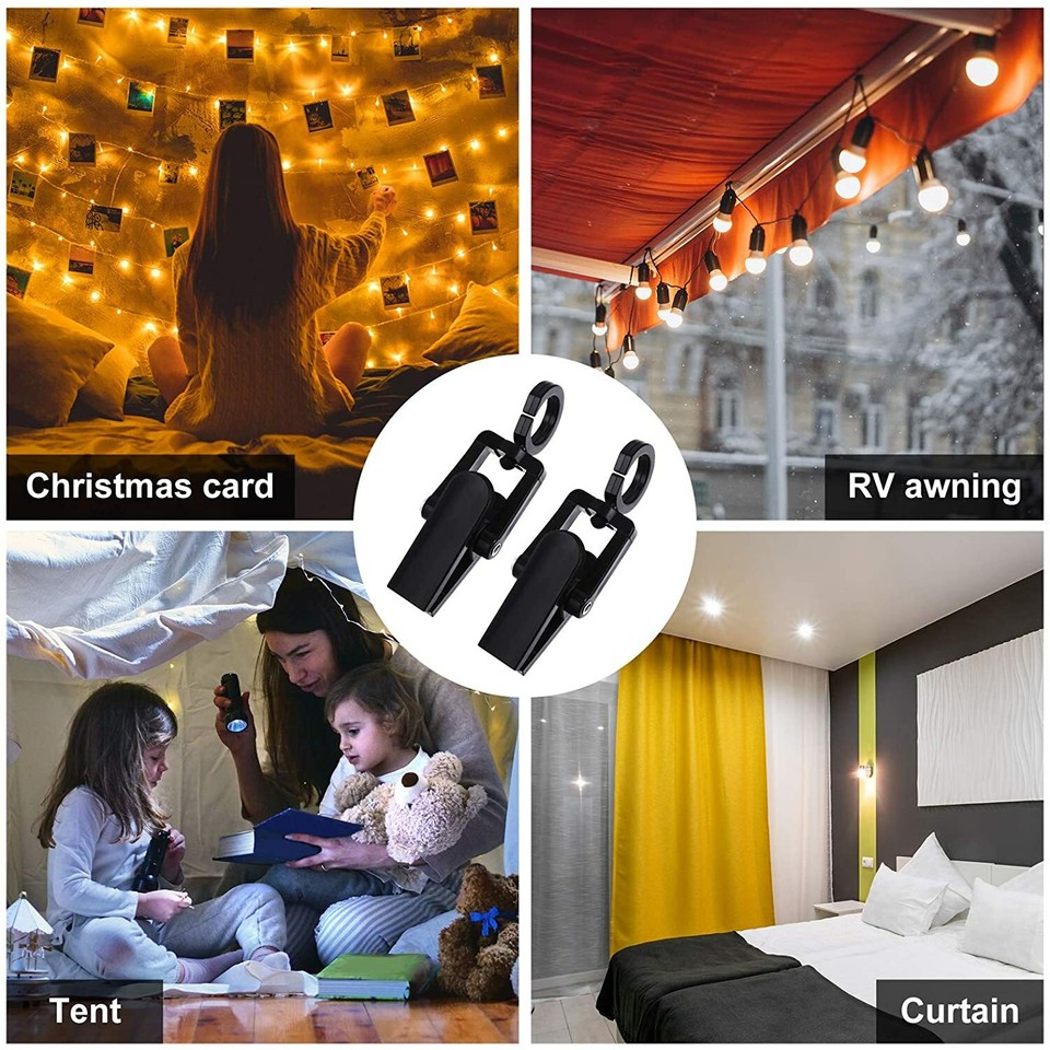 Gazebo Lights Hanging Clips Clamps Black String LED Lights Hangers With ...