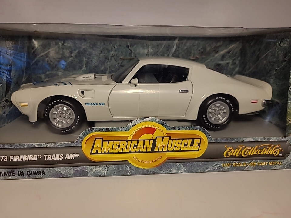 ERTL AMERICAN MUSCLE 1973 PONTIAC TRANS AM WHITE BLUE STRIPES 1:18 RARE ...