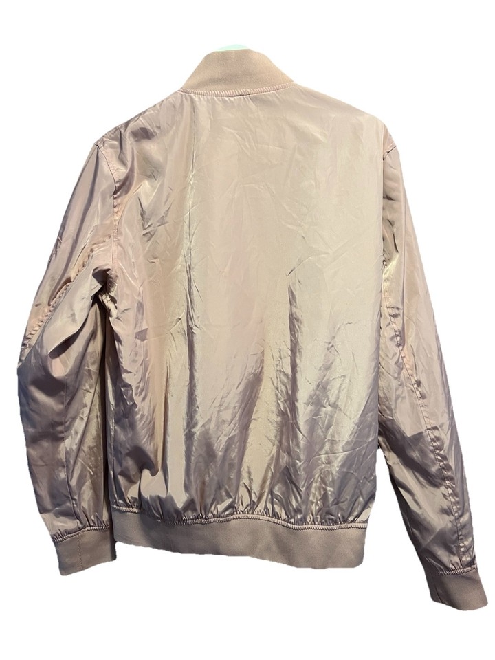 DISTORTION SZ M MENS HOODED WINDBREAKER JACKET POCKETS PINK CHAMPAGNE ...