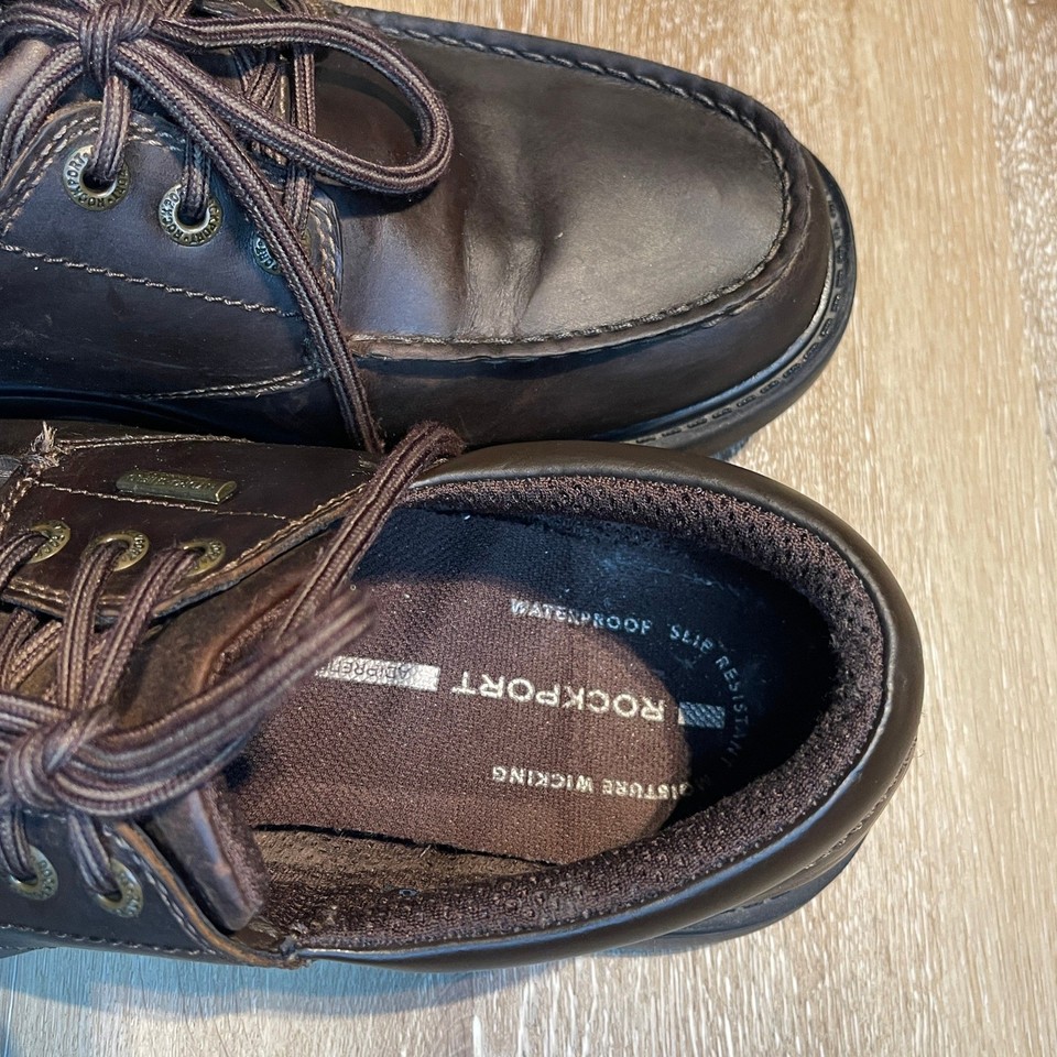 Rockport Hydro-Shield Waterproof Leather Lace Up Dress Shoes Men Brown ...
