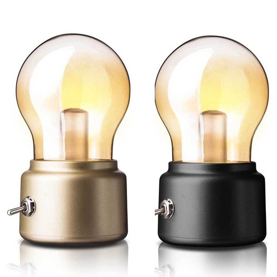 Vintage USB Led Bulb Night Light Retro Rechargeable Battery Reading ...