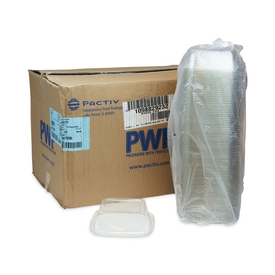 Pactiv Corp. SAC0732 EarthChoice 7" x 7" x 2" Square Plastic Bowl (300 ...