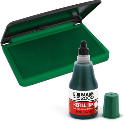 Premium Green Self-Inking Refill Ink + Stamp Pad - 2" by 4" - Quality ...