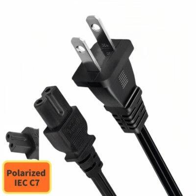 NEMA 1-15P to IEC C-7 Polarized 2-Prong Figure-8 Power Cord UL Listed ...