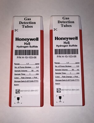2 Boxes Gas Detection Tube 10-103-06 Hydrogen Sulfide H2S 1-7 ppmv EXP ...