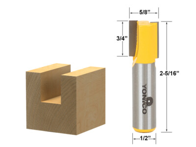 5/8" Diameter X 3/4" Height Straight Router Bit - 1/2" Shank - Yonico ...