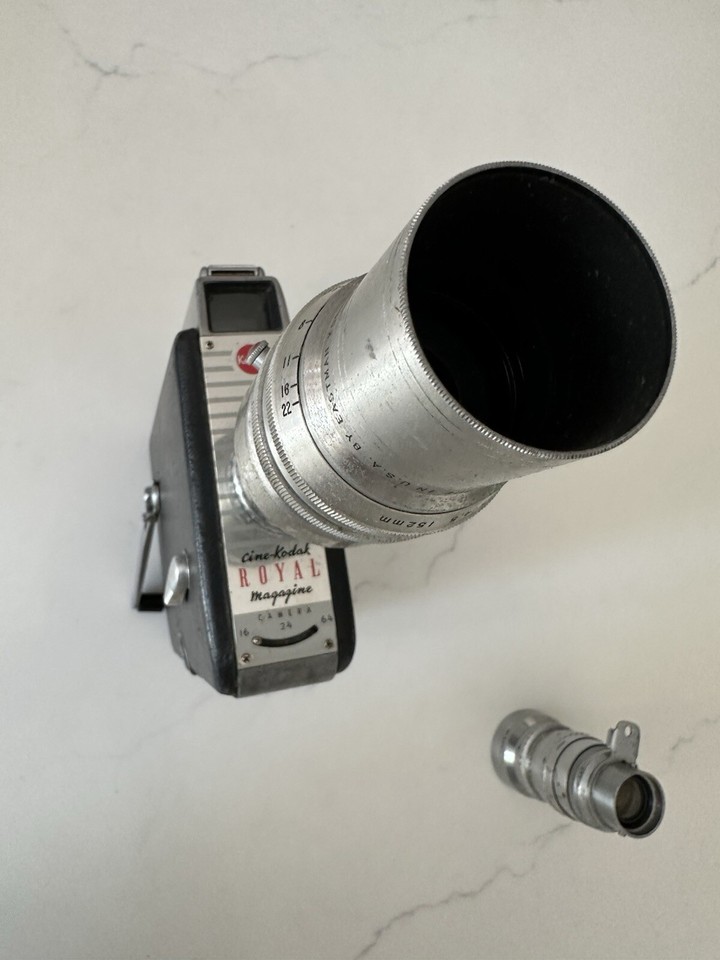 Vintage Cine-Kodak Royale Movie Camera With Two Lenses And Rare Film ...