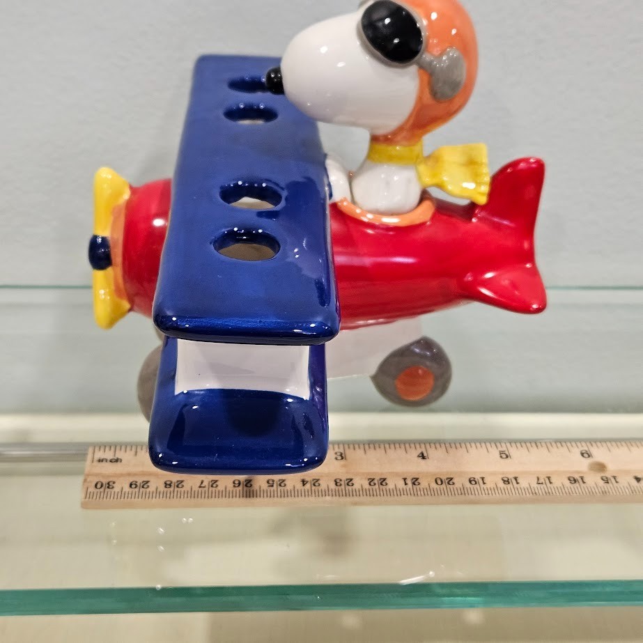 SNOOPY Flying Ace RED BARON Ceramic Toothbrush Holder PEANUTS Aviator ...