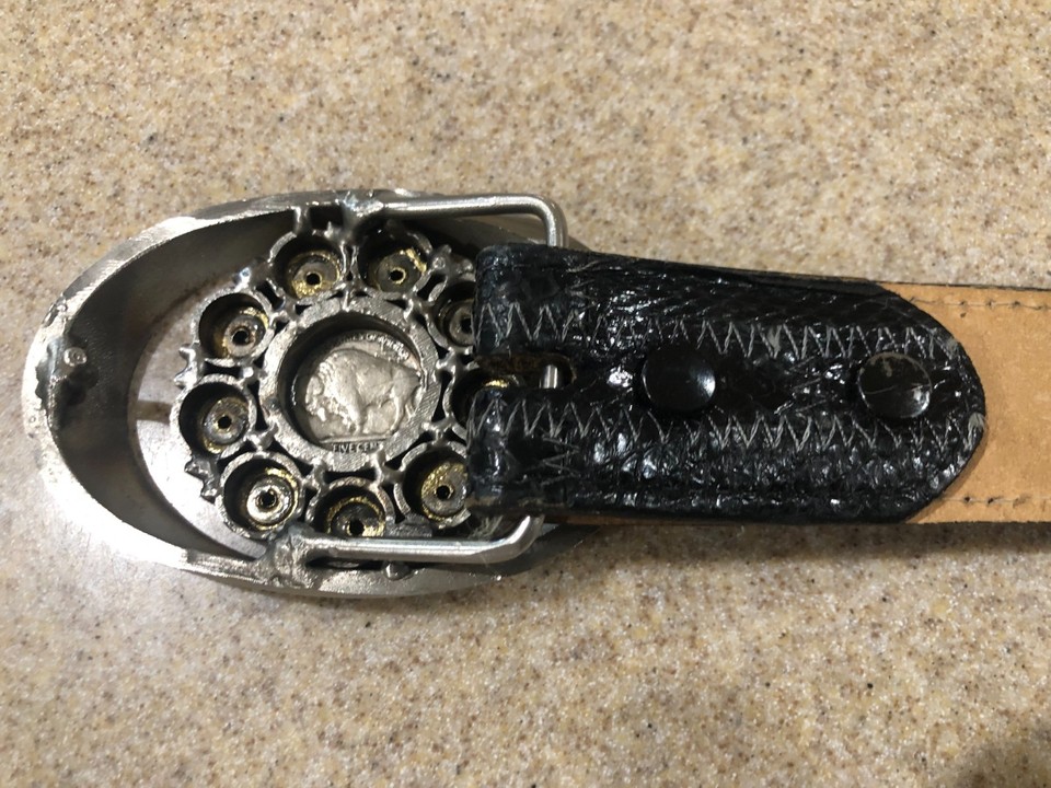 Belt Buckle Chrome Hand Made 357 Mag Gun Shells with Buffalo Nickel | eBay