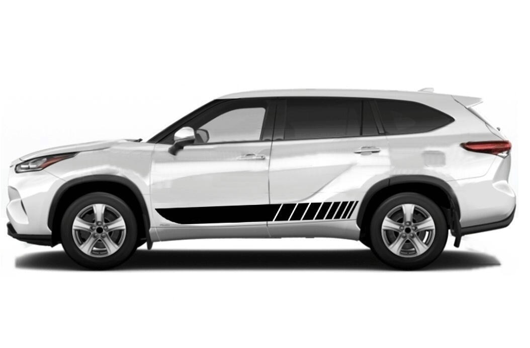 2 PCS Racing Sport Car Door Stickers For Toyota Highlander Side Skirt ...