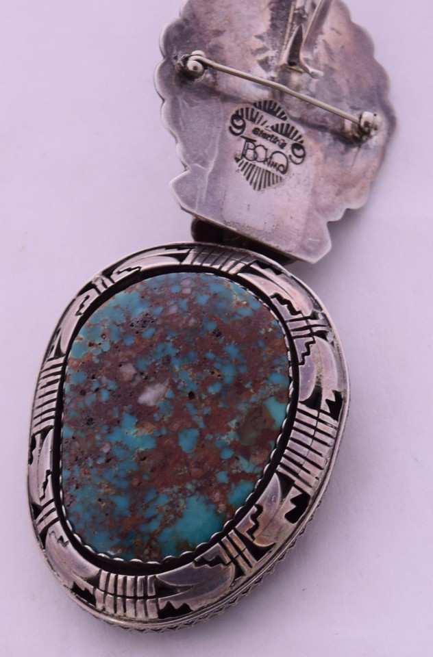 Acoma kachina sterling Turquoise, Coral reversible huge pendant & pin ...