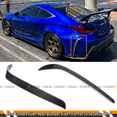 FOR 15-18 LEXUS RC F RCF REAL CARBON FIBER REAR BUMPER SIDE TRIM ...