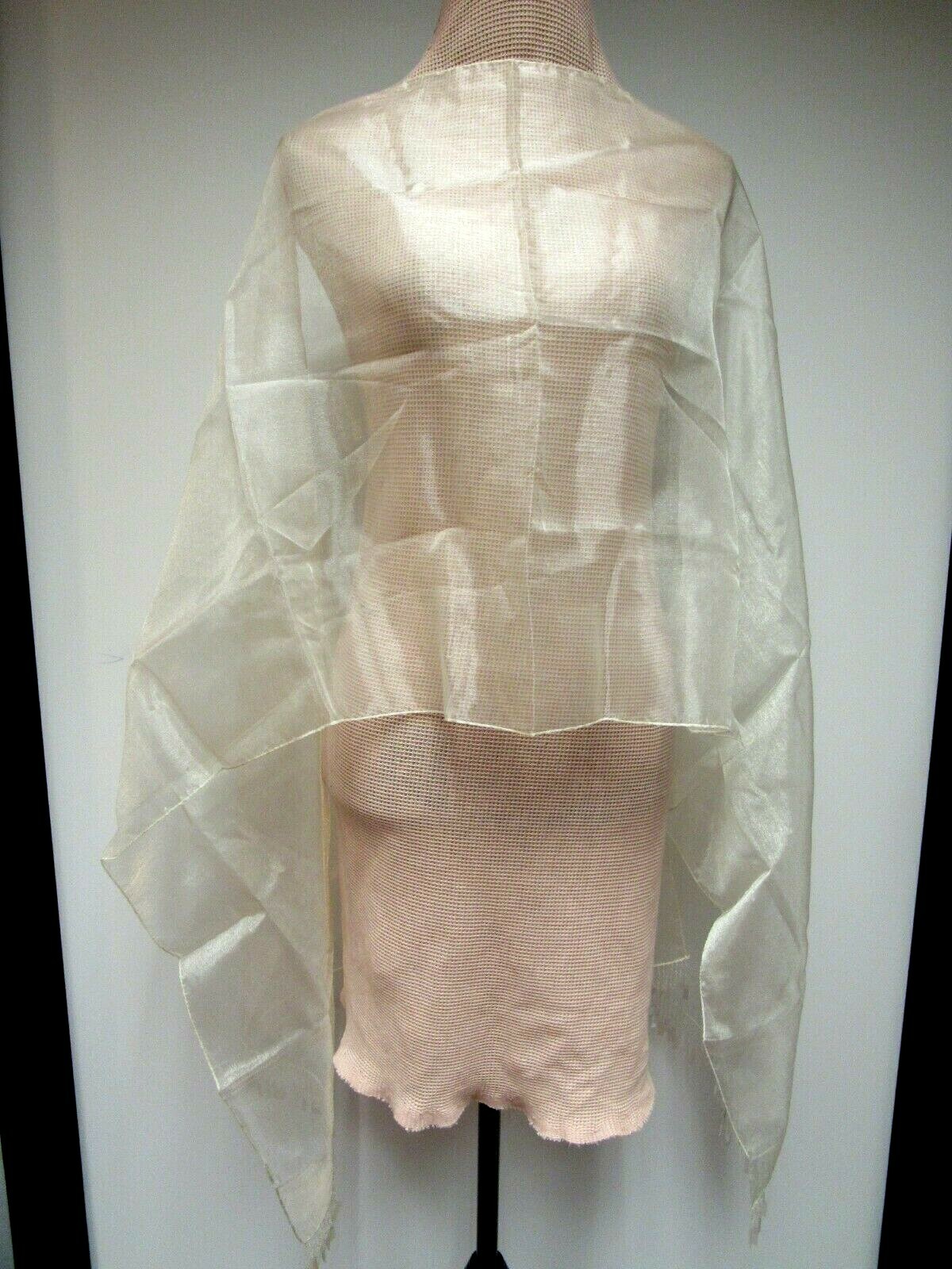 Off White Sheer 20 x 82 Long Scarf Iridescent Clear S… - Gem