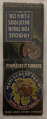 Matchbook Cover Maplecrest Turkey Display | eBay