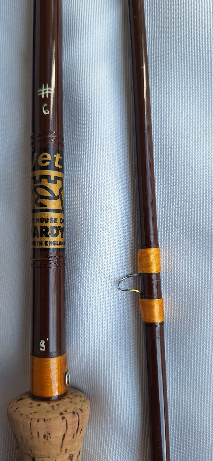 House of Hardy Jet 6wt 8ft. Fiberglass Fly rod with rod tube. Excellent ...