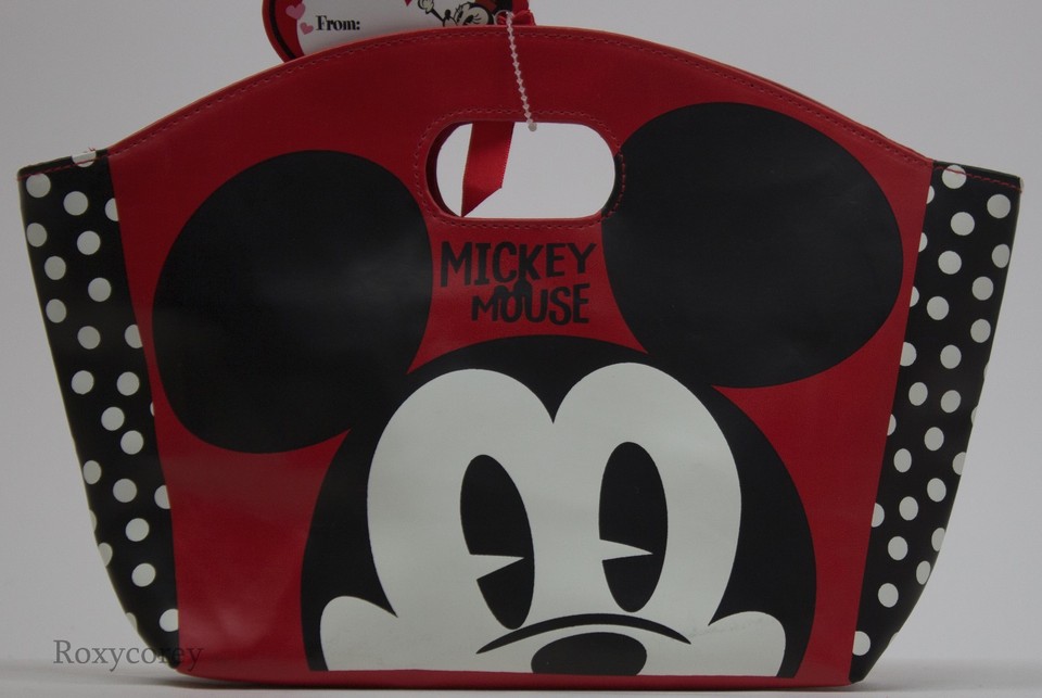 Disney Mickey Mouse Black & Red Bucket Tote Purse Bag NWT | eBay