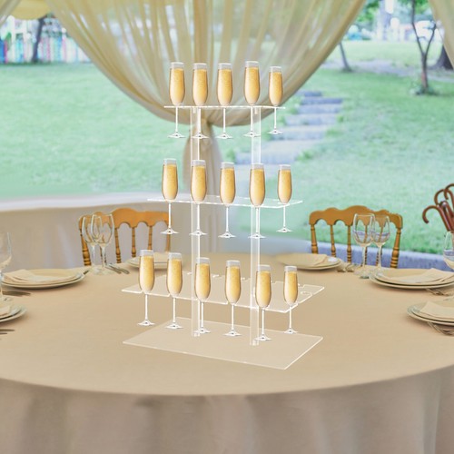 3-tier Champagne Tower Clear 50x30x65cm 32 Wine Glasses For Parties ...