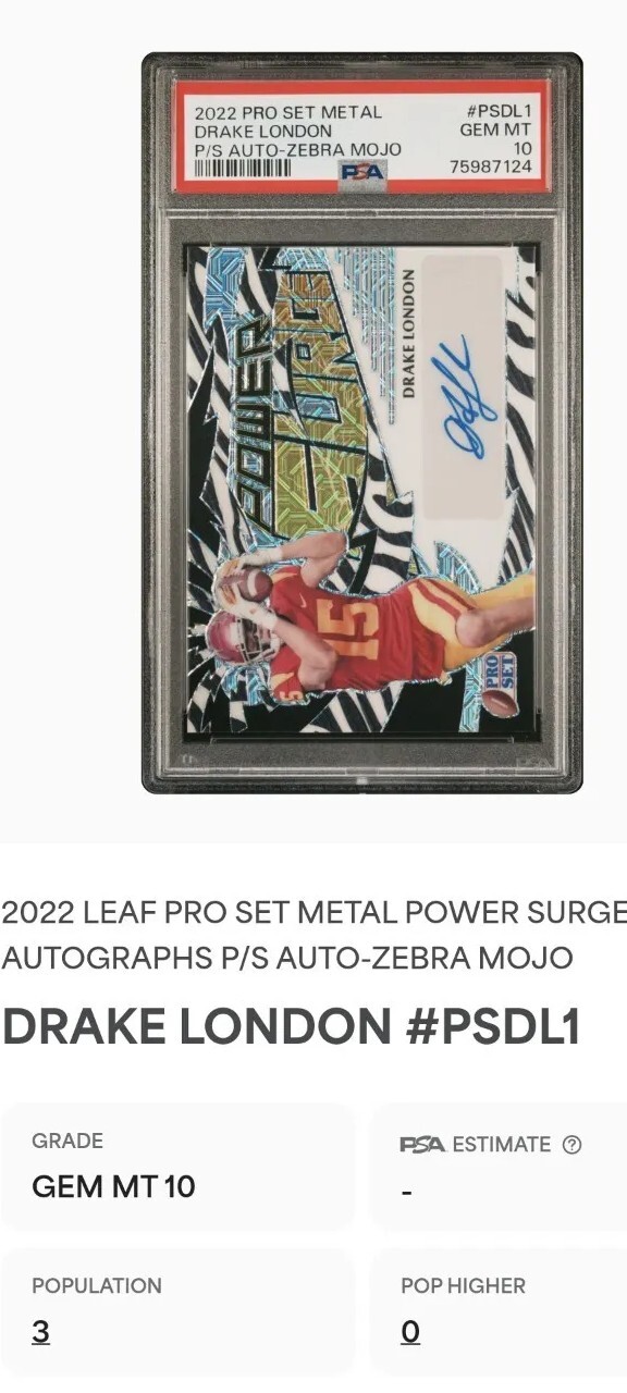 2022 Pro Set Metal Drake London Auto Zebra Mojo 2/5 #PSDL1 💥 PSA 10 💥 ...