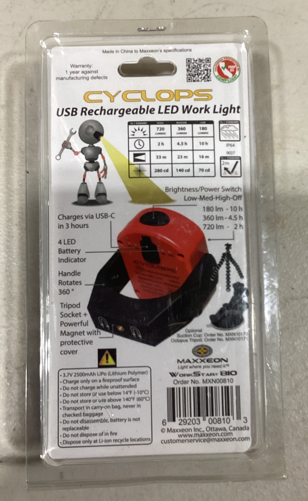 MAXXEON MXN00810 WorkStar Cyclops Rechargeable LED Area Work Light ...