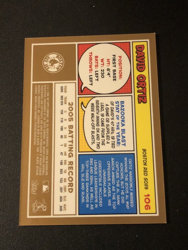 2006 Topps Bazooka Gold Chunks David Ortiz #106 HOF | eBay