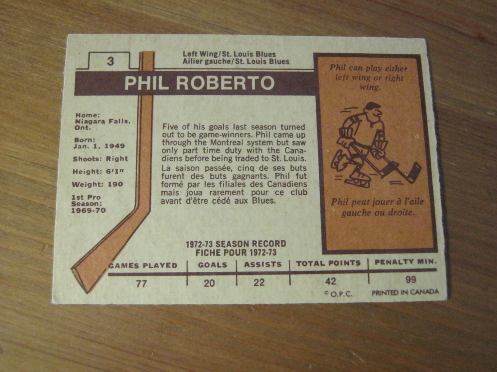 1973-74 OPC O Pee Chee # 3 Phil Roberto St. Louis Blues Light Back ZH3 | eBay