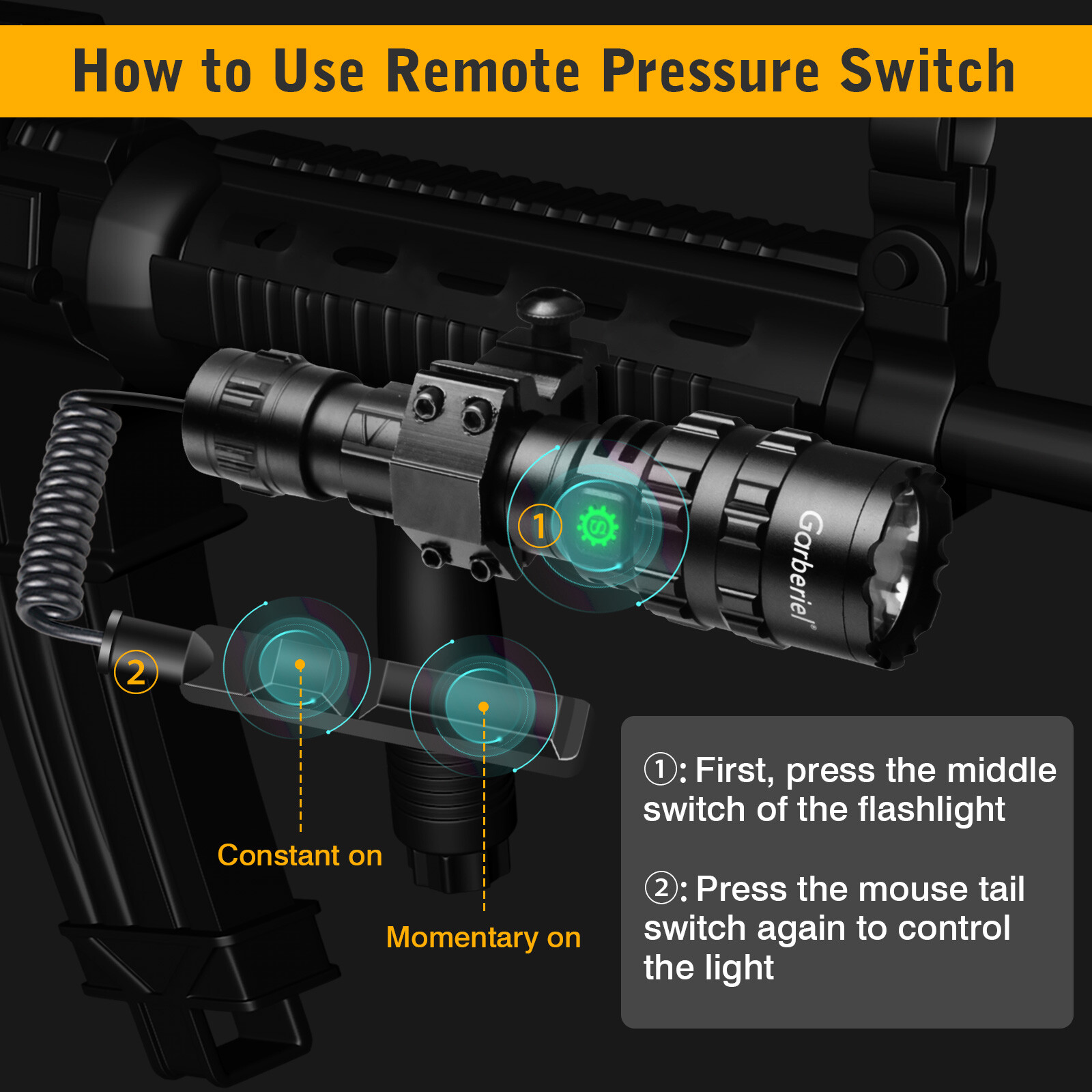 Rechargeable Tactical Gun Flashlight LED Picatinny Rail Mount Hunting ...