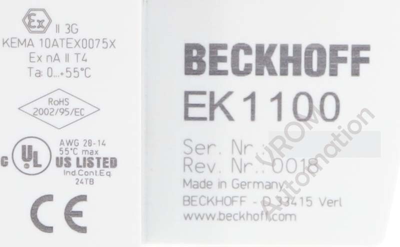 Mint BECKHOFF EK1100 Rev: 0018 EtherCAT BUS Coupler Module | eBay