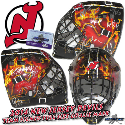 NEW JERSEY DEVILS 2014 Team Signed FULL-SIZE GOALIE MASK w/COA - JAGR ...