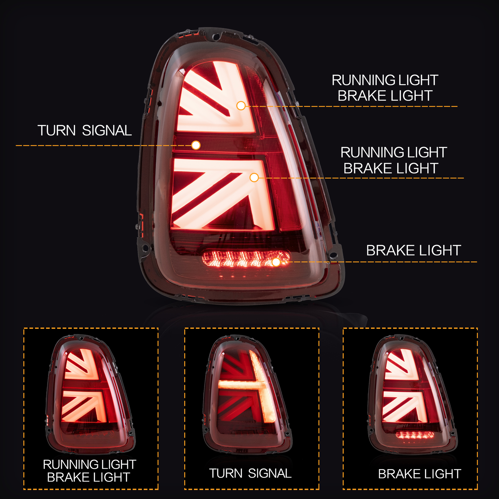 VLAND Red LED Tail Lights For 2011-2012 13 Mini R56 R57 R58 R59 W ...