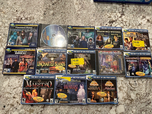 LOT OF (13) 2 Game Discs (26 games) Big Fish Hidden Object PC CD-Rom ...