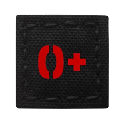 micro patch 1x1 OPOS blood type o+ black on red reflective morale IFF ...
