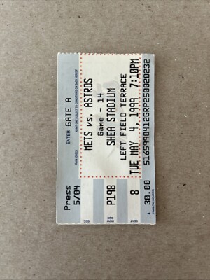 May 4 1999 New York Mets vs Astros Ticket Stub Seat 8 | eBay