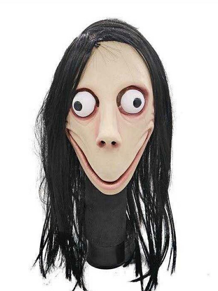 Momo Halloween Mask Horror Costume Cosplay Screamer Carnival With Hair ...