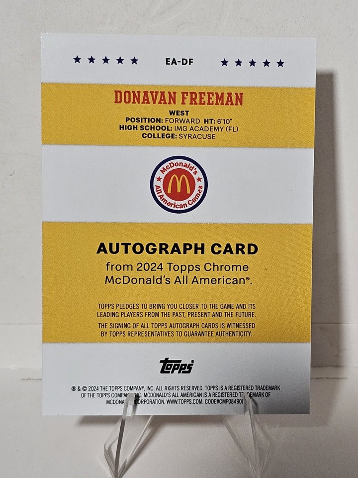 2024 Topps Chrome Mcdonald's All American - Event Autographs Donavan ...