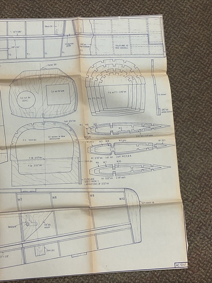 BULLDOG SCOTTISH AVIATION R/C MODEL AIRPLANE PLANS 65" SPAN 1/6 SCALE ...
