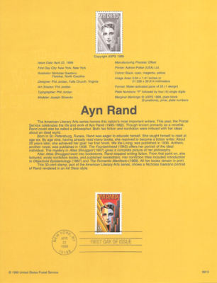 #9913 33c Ayn Rand Stamp #3308 - Souvenir Page | eBay