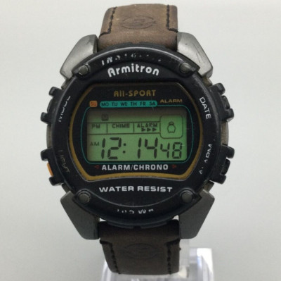 Vtg Armitron All-Sport Watch Men 40mm Digital Black Silver Tone New ...