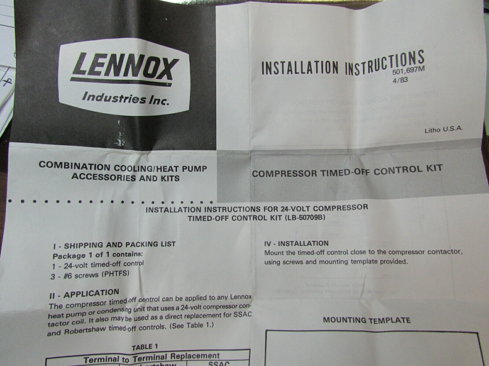 Lennox Compressor Timed Off Control Kits, 24V 32F21 LB-50709-BA LB50709BA PR-306 | eBay