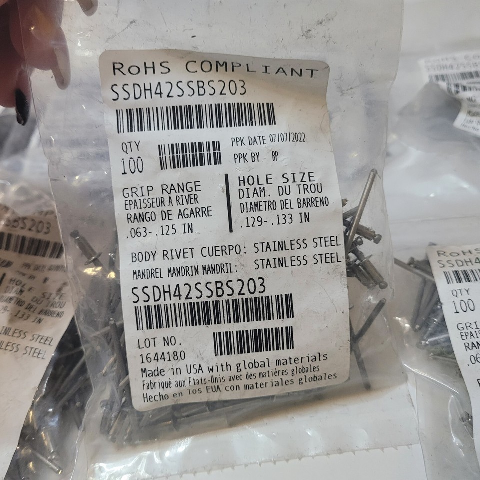 SSDH42SSBS203 Body Rivets 10 Packs Of 100 = 1,000pcs Stainless Steel | eBay