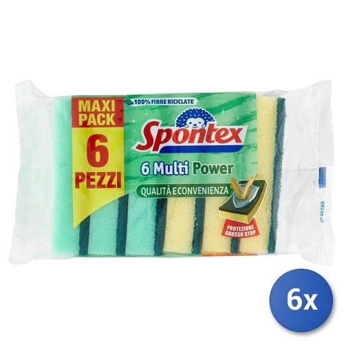 6x Schwamm + Faser Multi Power 6 Stück Spontex Made IN Italy | eBay