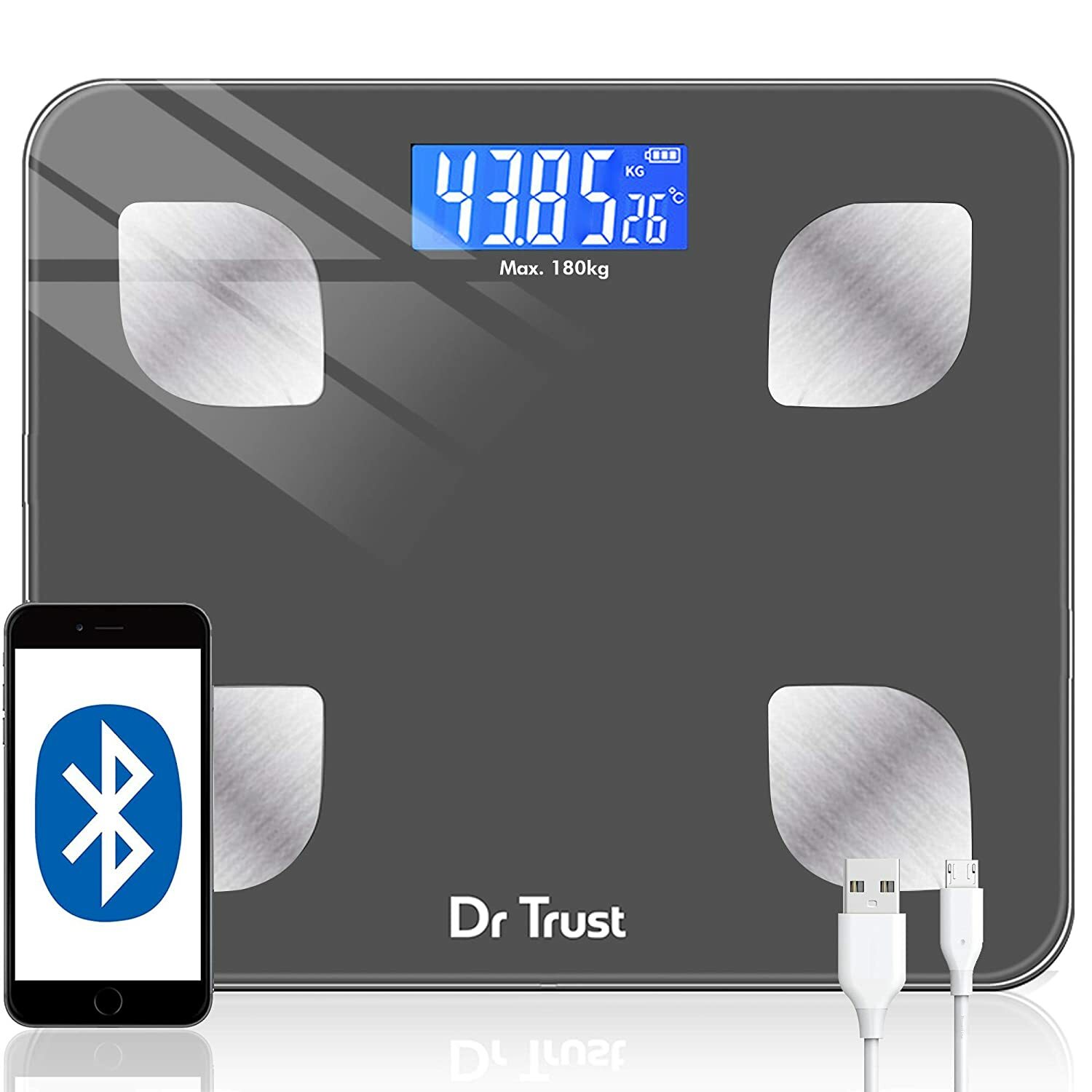 Dr Trust (USA) Rechargeable Bluetooth Digital Smart Fitness Body Fat ...