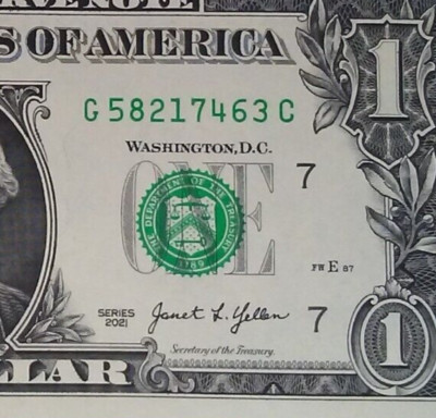 2021 Eight Digit Broken Ladder Fancy Serial Number One Dollar Bill | eBay