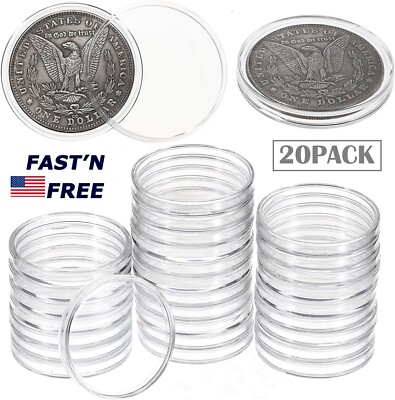 20× 40mm Coin Holder Capsules Case for Silver Gold Dollar Display ...