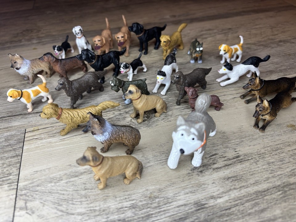 Lot of 26 Small Plastic Dog Figures Figurine Realistic Dog Puppy Toys ...
