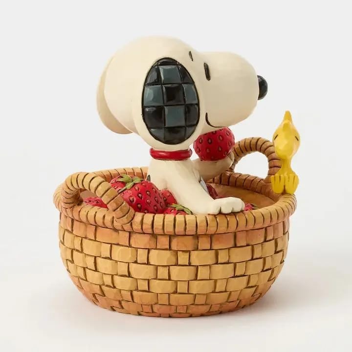 Jim Shore Peanuts Snoopy & Woodstock Strawberry Basket Figurine #6017868