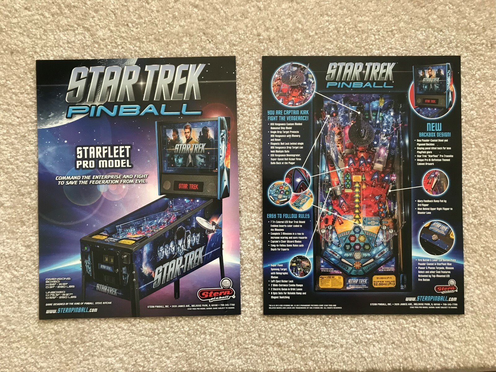 Star Trek Pinball Machine 2 Original Sales Flyers by Stern BRAND NEW | eBay