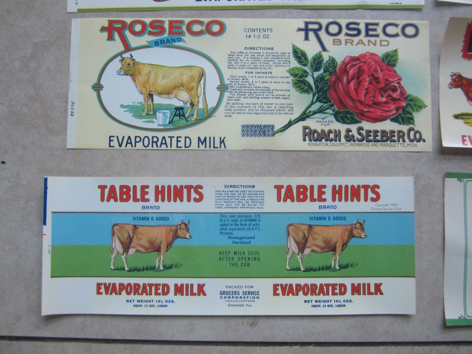 Collection of 12 Old Vintage EVAPORATED MILK - CAN LABELS - All ...