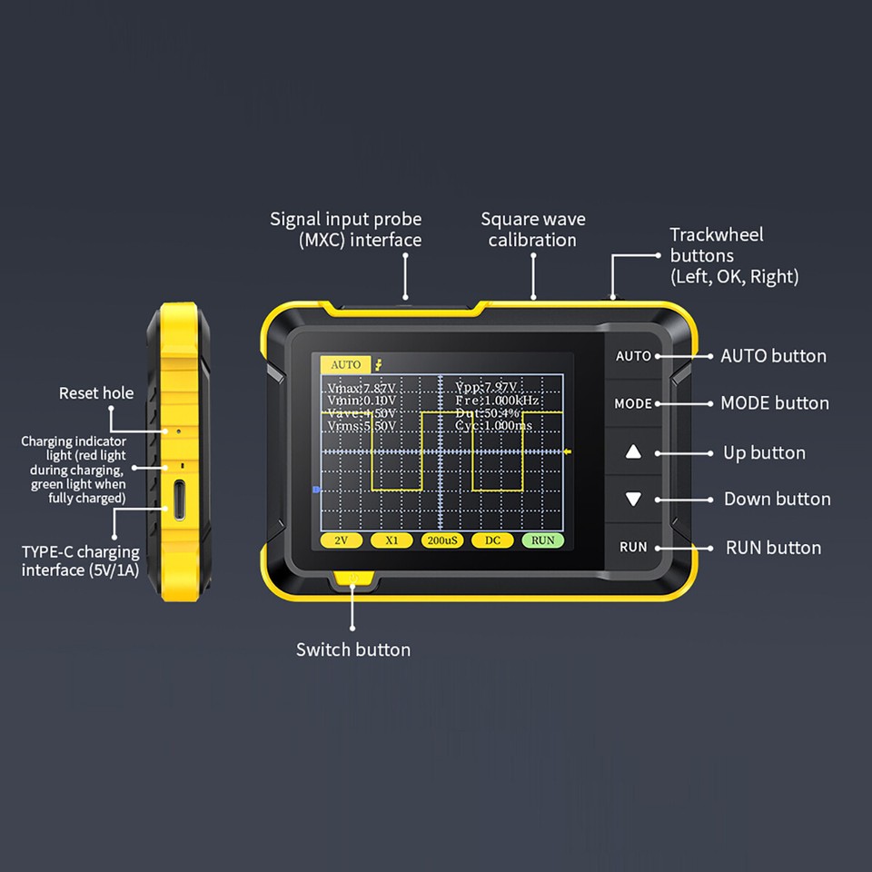 DSO 152 Handheld Mini Oscilloscope Portable-Digital-Oscilloscope 200KHz ...