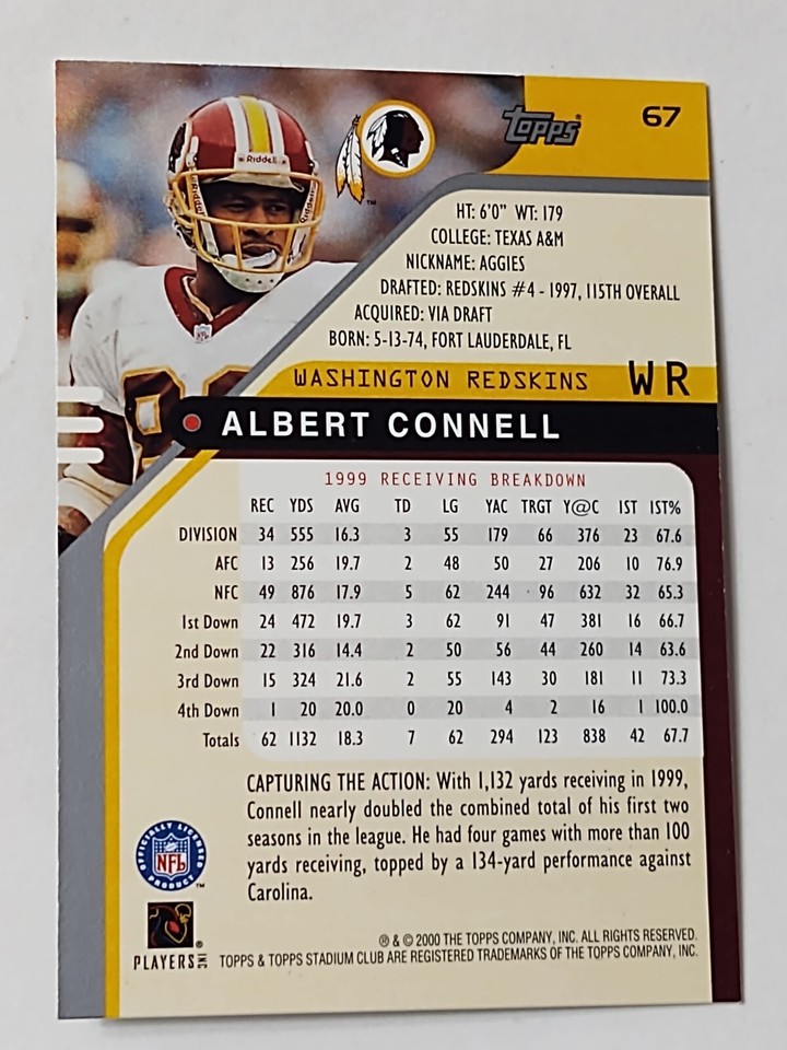 2000 TOPPS STADIUM CLUB ALBERT CONNELL #67 CARD $0.99 VALUE BOX | eBay