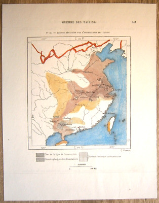 1882 Perron map LANDS WASTED BY THE TAIPING REBELLION, CHINA, #52 | eBay